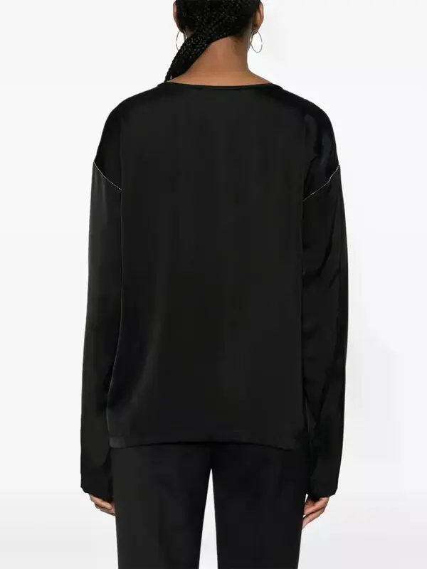 Fabiana Filippi Beaded Trim Crepe Top