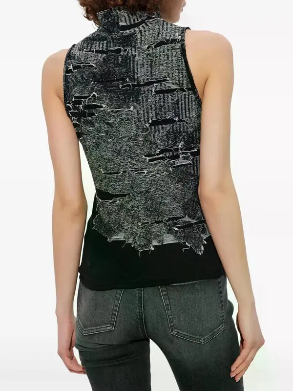 DIESEL® M-alma" High Neck Sleeveless Top With Distressed Finish