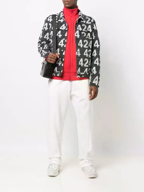 424 Logo-print Cotton-blend Denim Jacket - Grey