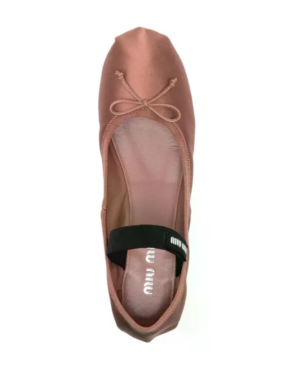 Miu Miu Satin Ballerina Shoes - Brown