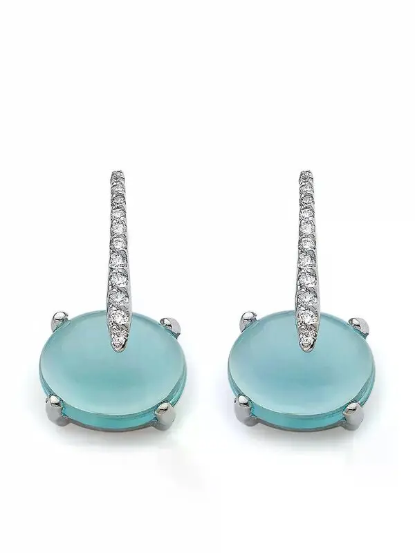 MAVIADA 18kt White Gold Diamond And Topaz Drop Earrings - Blue