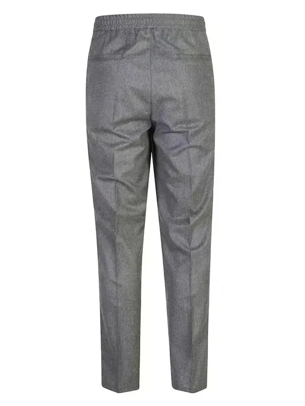 Brunello Cucinelli Medium Virgin Wool Drawstring Waist Trousers - Grey