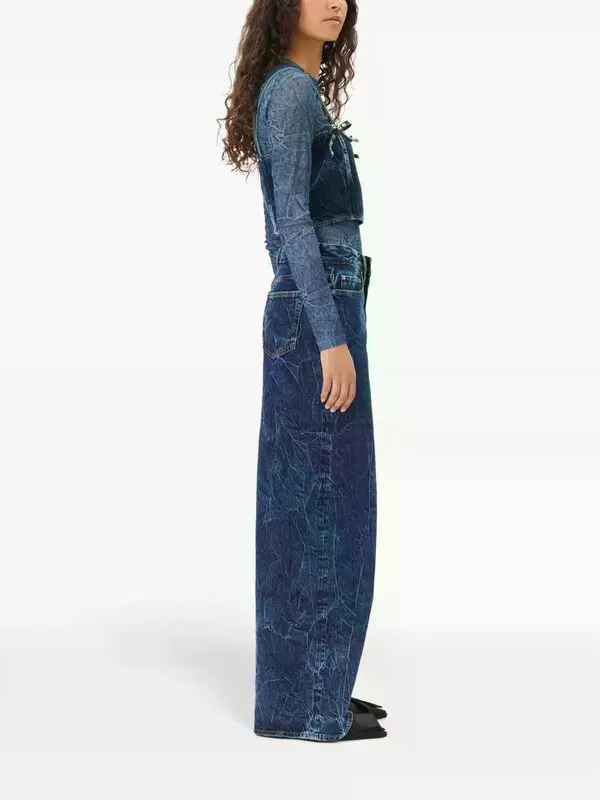 GANNI Marri Crinkled-effect Wide Leg Jeans