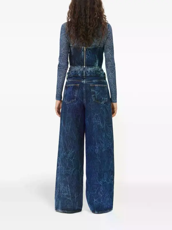 GANNI Marri Crinkled-effect Wide Leg Jeans