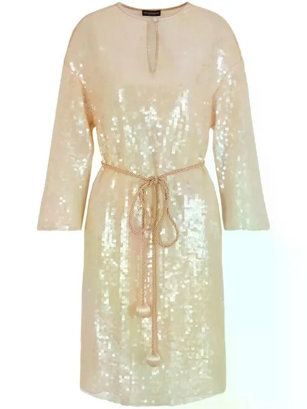 Emporio Armani Belted Sequin Midi Dress