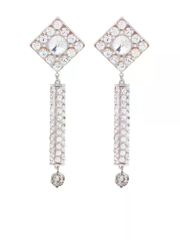 Alessandra Rich Crystal Pendant Earrings - Silver