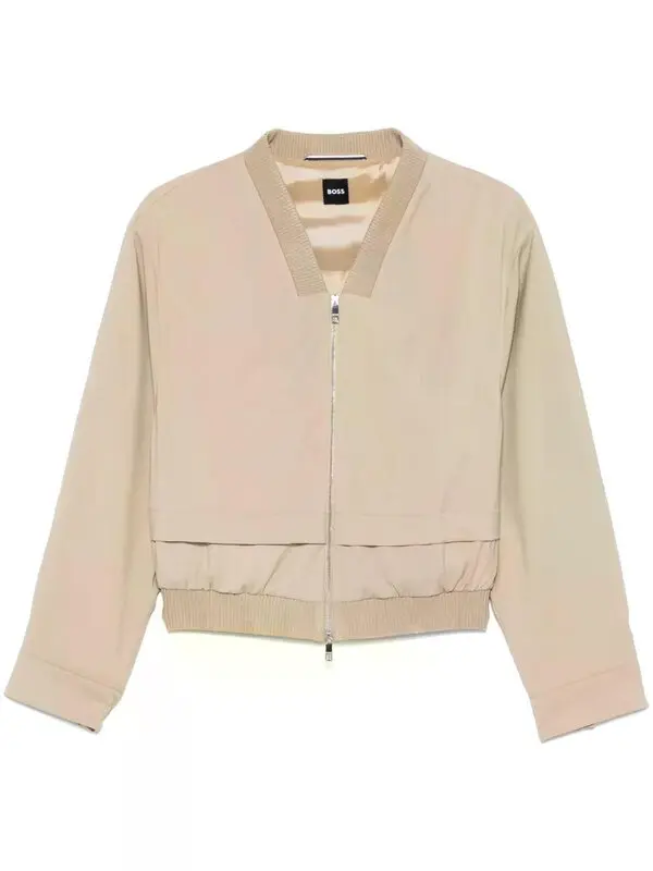 BOSS Layered-effect Zip-up Jacket - Neutrals