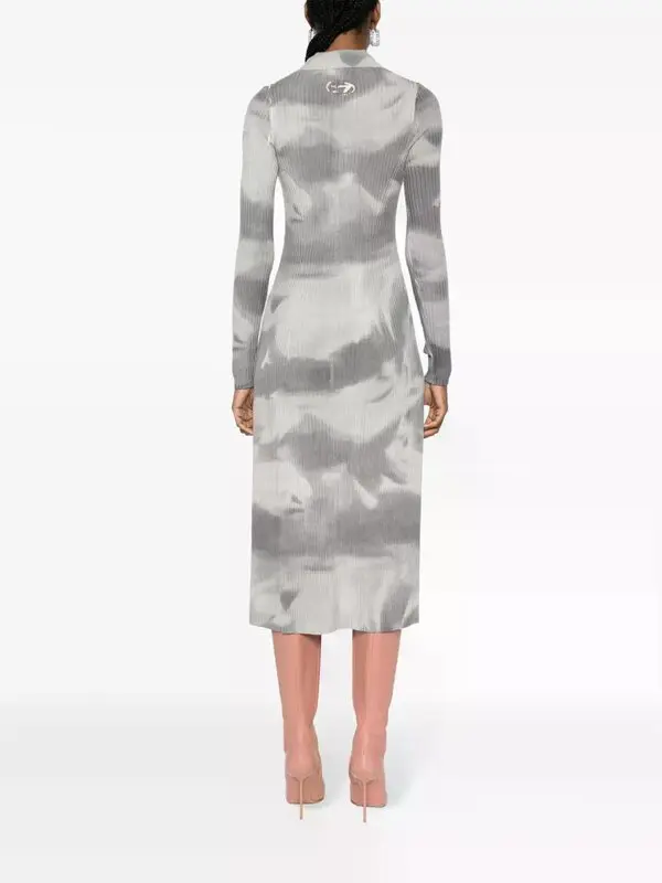 DIESEL® Wool Knitted Camouflage Midi Dress