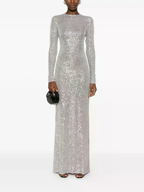 ATU BODY COUTURE Sequined Maxi Dress - Silver