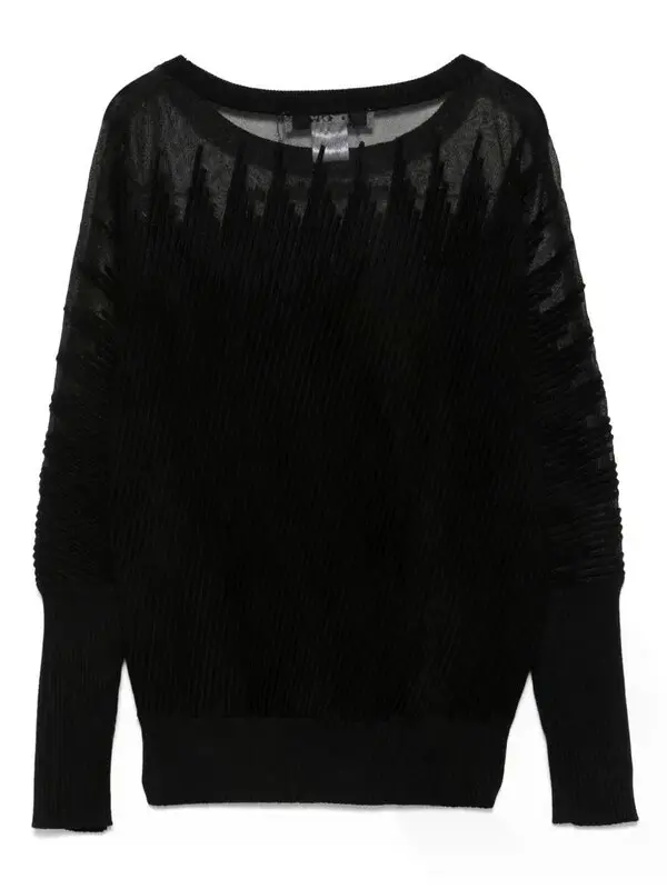 Dkny Ribbed Batwing Sleeve Sweater - Black