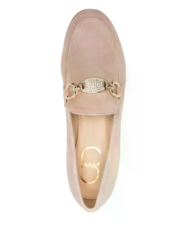 Casadei Suede Loafers With Crystal Embellishment