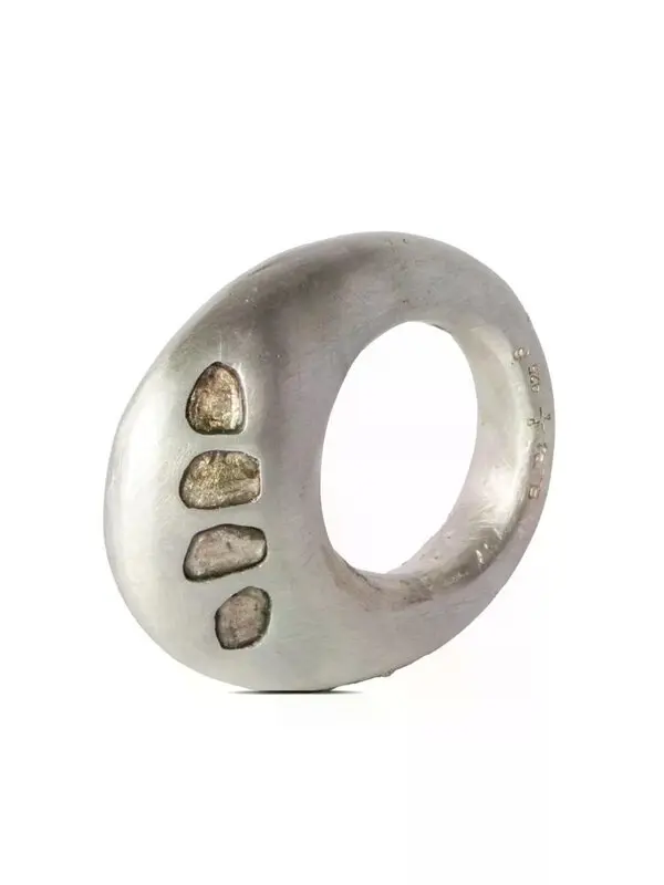 PARTS OF FOUR Tall Mountain Sterling Ring With Rough Diamonds - Silver