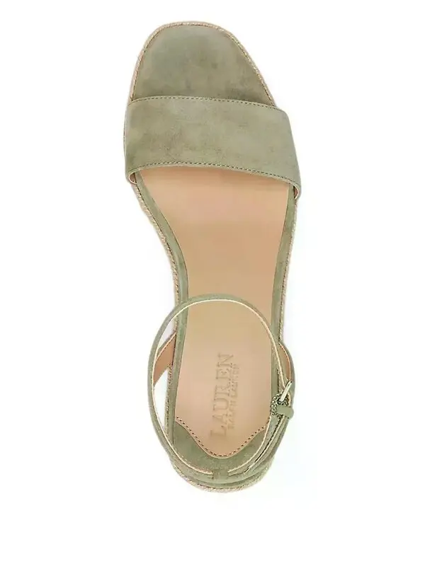 Ralph Lauren Suede Espadrille Wedge Sandals - Green