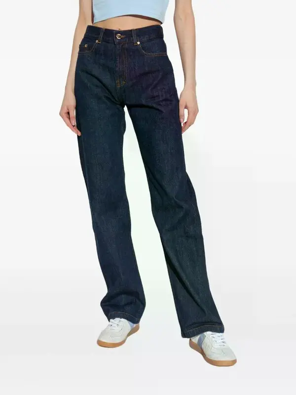 Casablanca Logo Patch Contrast Stitch Jeans - Blue
