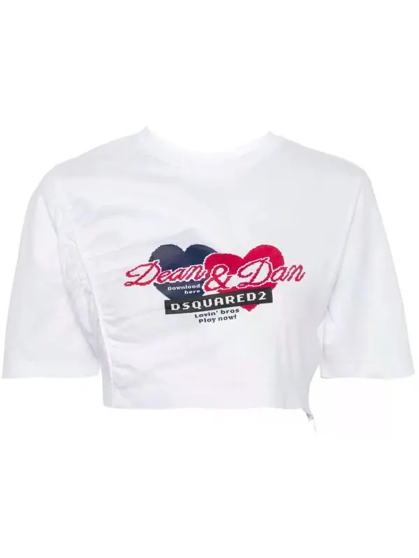 Dsquared2 Gathered Cropped T-shirt - White