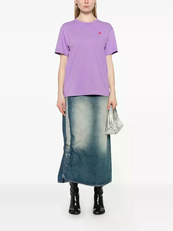 Play Comme Des Garcon Cotton Heart Patch T-shirt - Purple