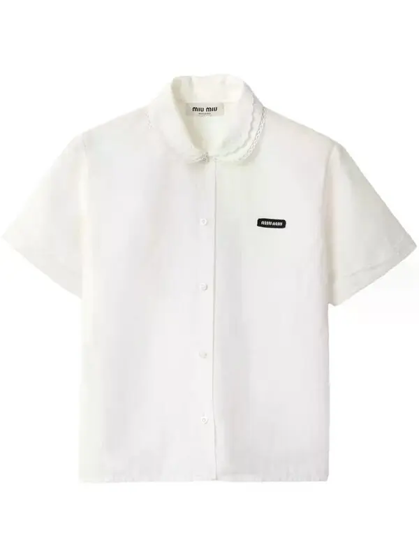 Miu Miu Poplin Shirt With Peter Pan Collar And Scallop Edge