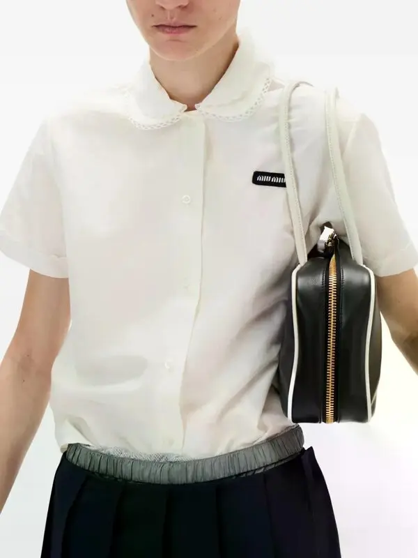Miu Miu Poplin Shirt With Peter Pan Collar And Scallop Edge