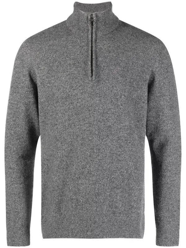 Barbour Melange Effect Half-zip Sweater