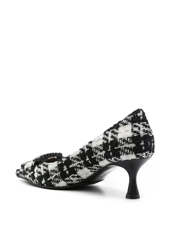 Roberto Festa And White Tweed Check Pumps With Crystal Embellishment