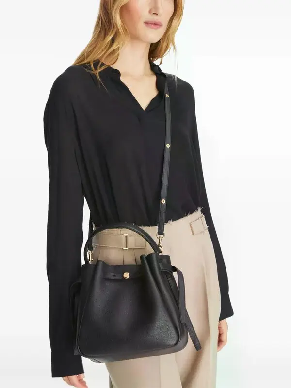 Tory Burch Romy Leather Bucket Bag - Black