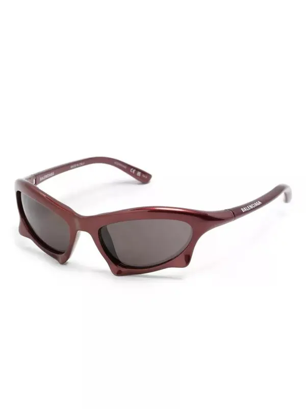 Balenciaga Burgundy Metallic Sheen Rectangle Sunglasses