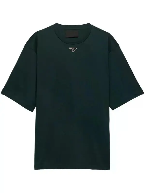 Prada Triangle Logo Cotton T-shirt - Green