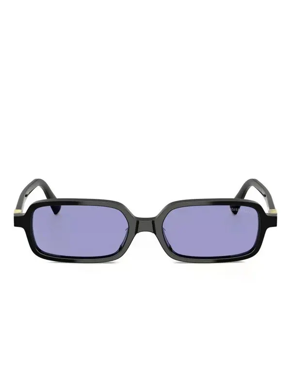 Miu Miu Logo-lettering Rectangle Sunglasses - Black