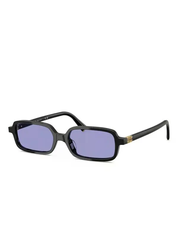 Miu Miu Logo-lettering Rectangle Sunglasses - Black