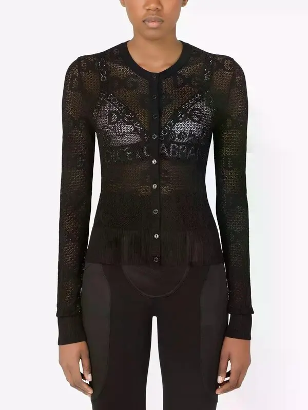 Dolce & Gabbana Lace-stitch Logo Jacquard Cardigan