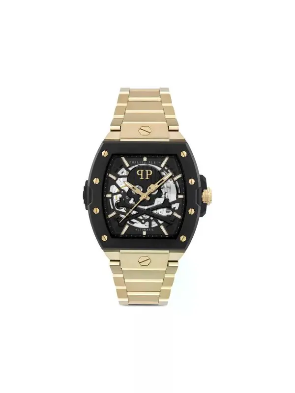 Philipp Plein The Skeleton 44mm Watch With Gold-tone Bracelet - Black