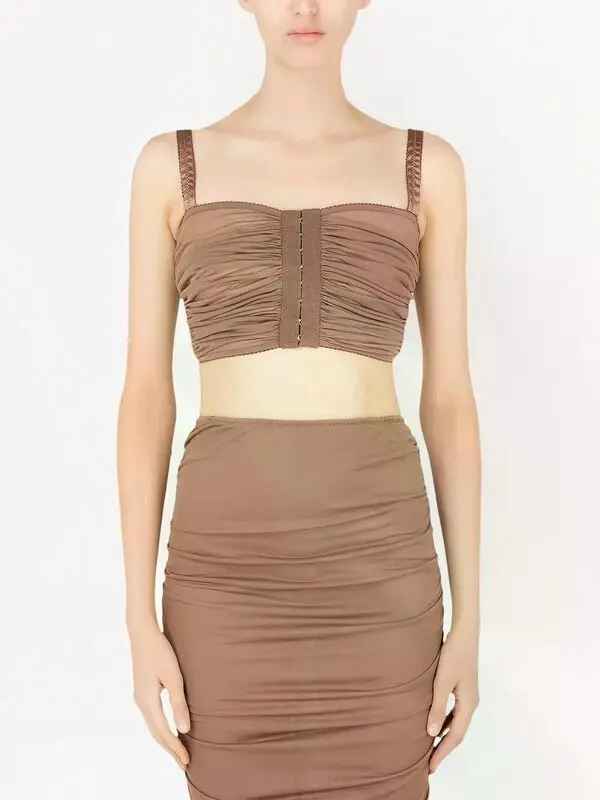 Dolce & Gabbana Ruched Cotton Blend Cropped Top