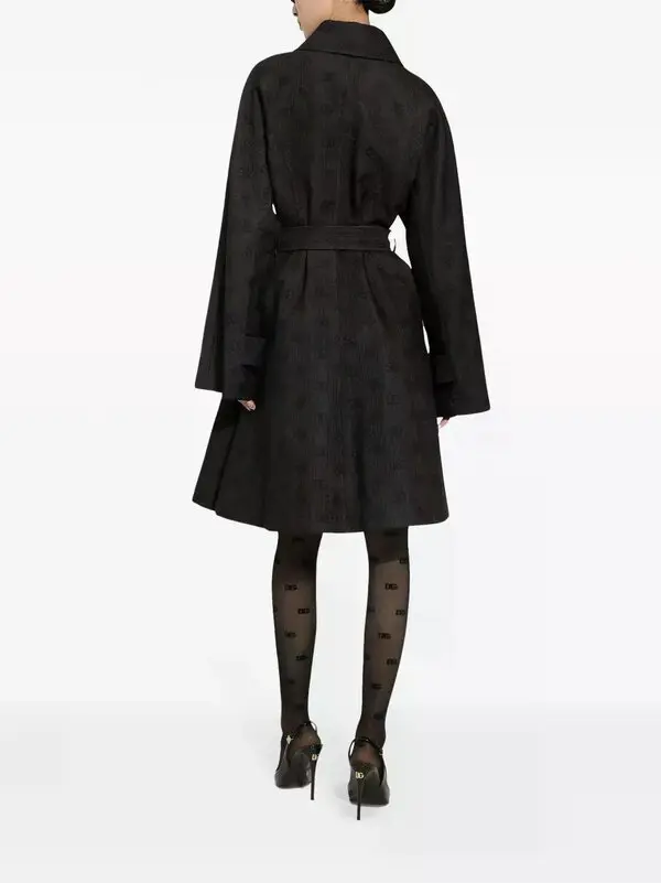 Dolce & Gabbana Logo Jacquard Belted Trench Coat