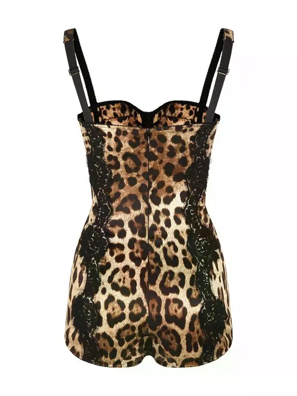 Dolce & Gabbana Leopard-print Silk Balconette Bodysuit