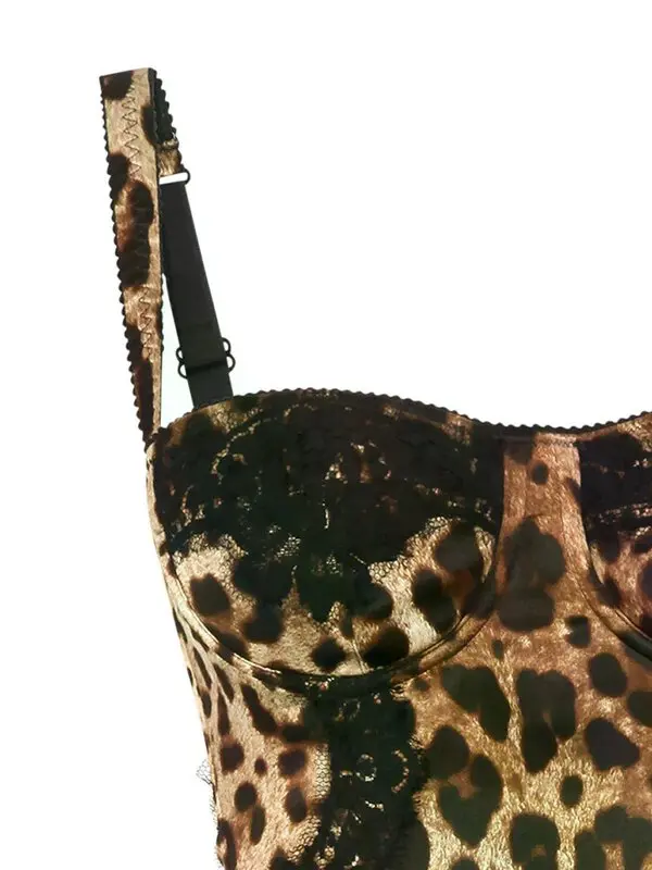 Dolce & Gabbana Leopard-print Silk Balconette Bodysuit