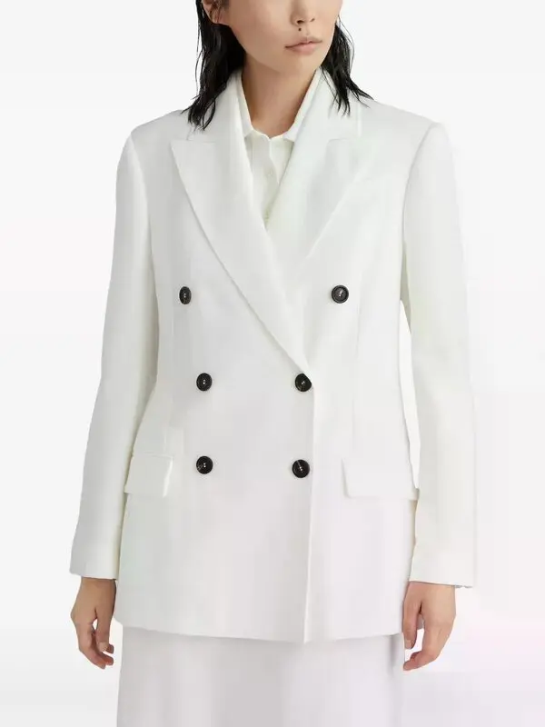 Brunello Cucinelli Double-breasted Cotton-twill Blazer With Monili Chain Detail