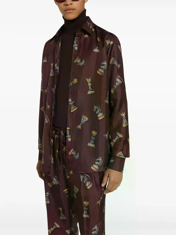 Dolce & Gabbana Chess Motif Silk Shirt