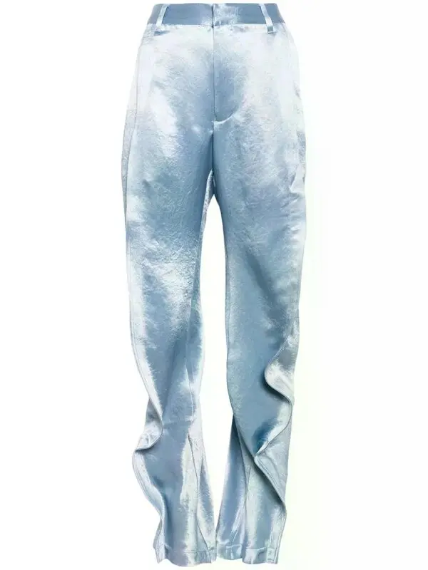 Y/project Ruffled Satin Trousers - Blue