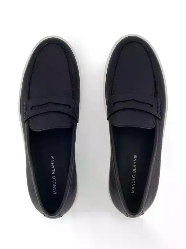 Manolo Blahnik Ellis Calf Leather Loafers - Blue