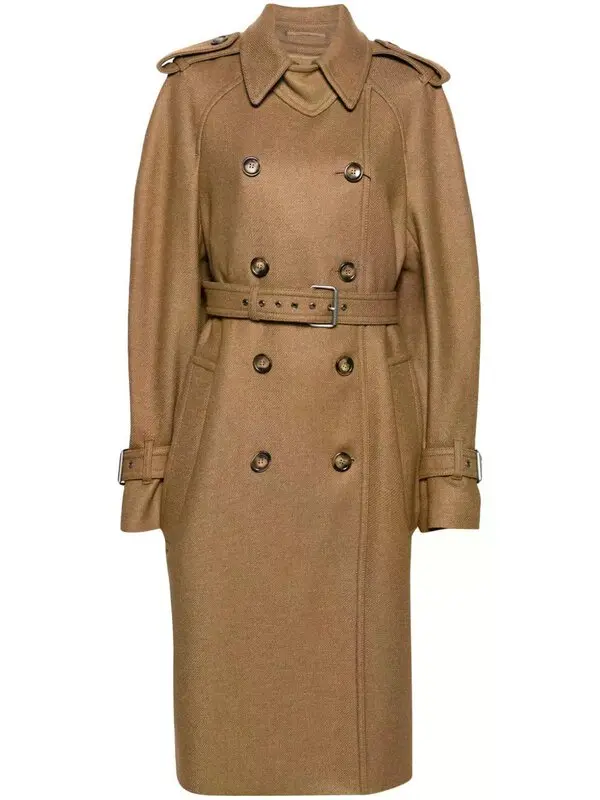 Sportmax Double-breasted Twill Trench Coat - Neutrals
