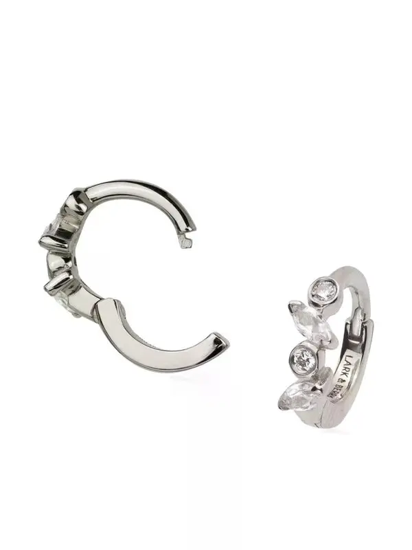 LARK & BERRY 14kt White Gold Diamond And Sapphire Hoop Earring - Silver