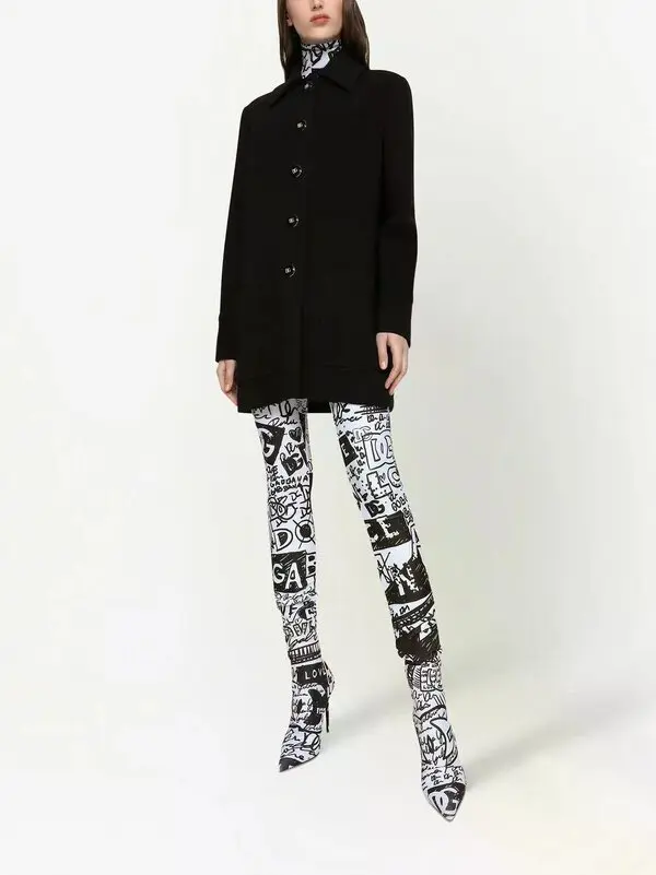 Dolce & Gabbana Galalith Button Crepe Peacoat - Black
