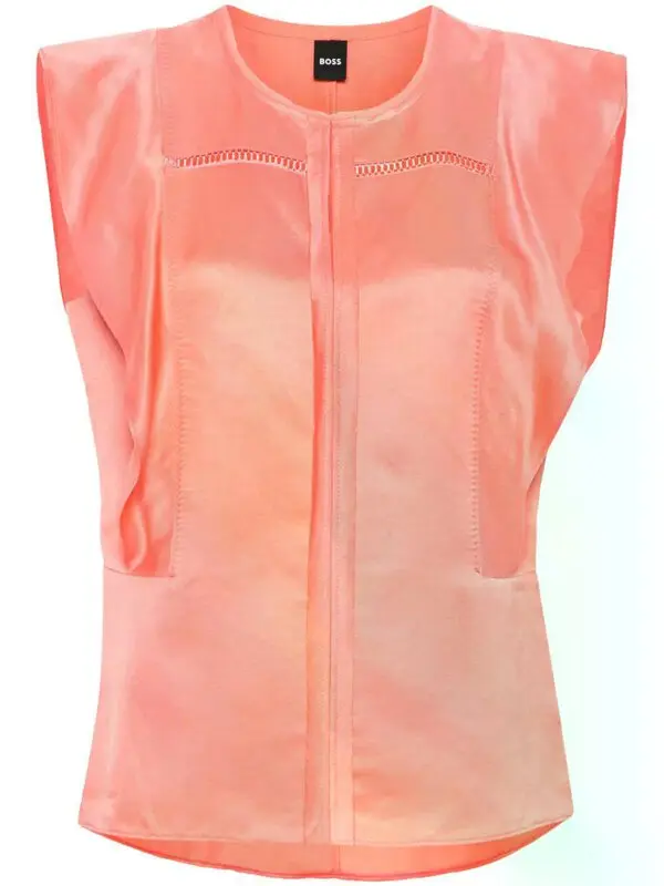 BOSS Ruffle-trim Twill Blouse - Orange