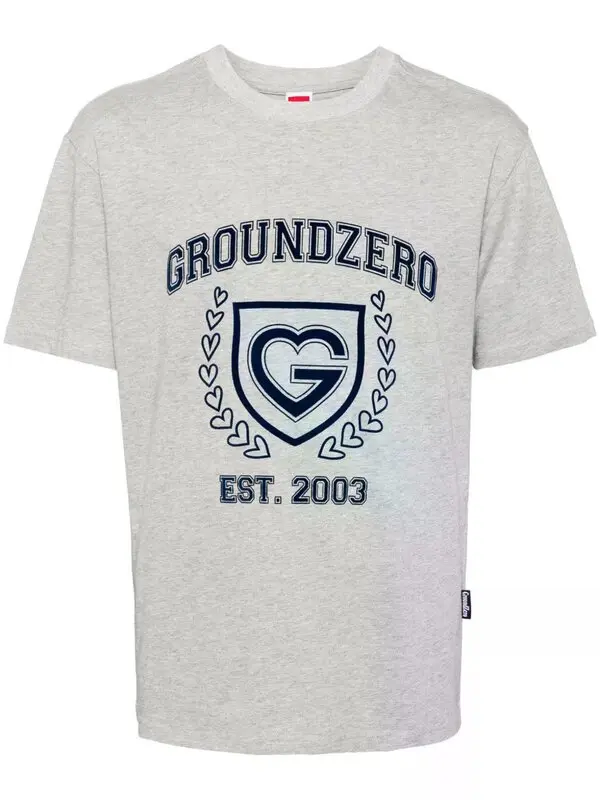 GROUND ZERO Logo Print Cotton T-shirt - Grey