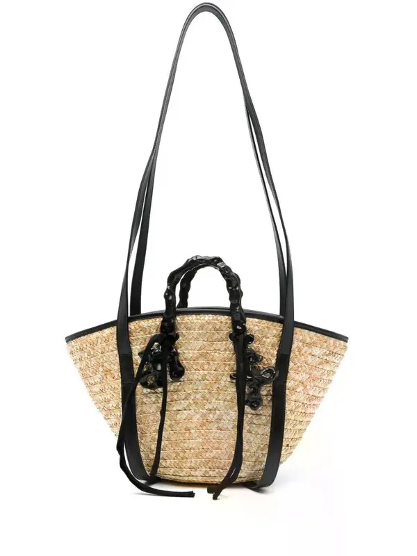 Ottolinger Raffia Tote Bag With Drawstring Fastening And Top Handles