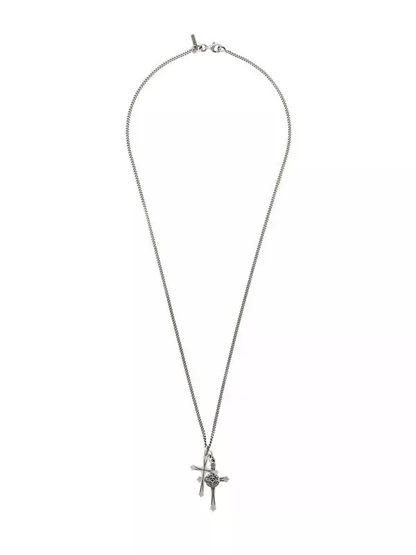 Emanuele Bicocchi Sterling Silver Cross Pendant Necklace - Metallic