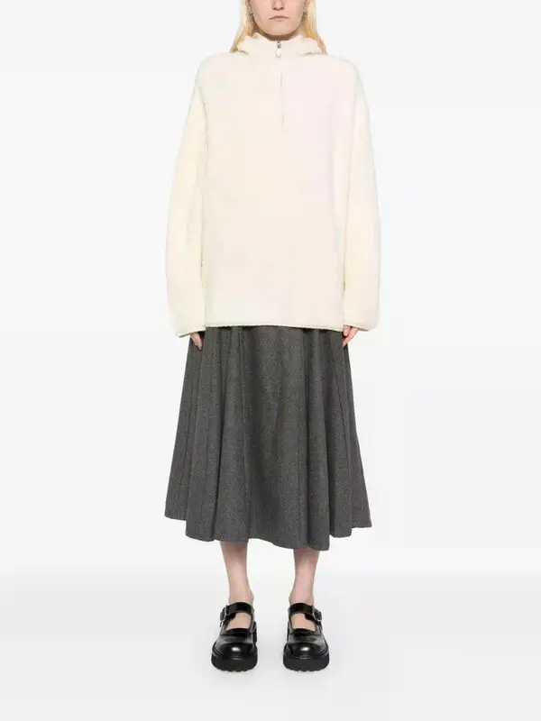 B+AB Hooded Sweater With Half Zip Fastening - White