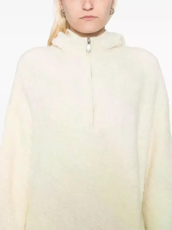 B+AB Hooded Sweater With Half Zip Fastening - White