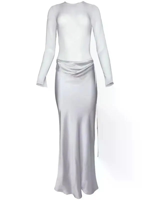 Christopher Esber Silk Draped Maxi Dress - Silver