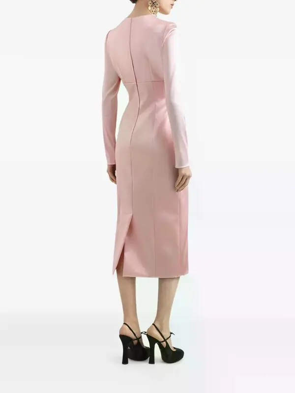 Dolce & Gabbana Round Neck Satin Midi Dress - Pink